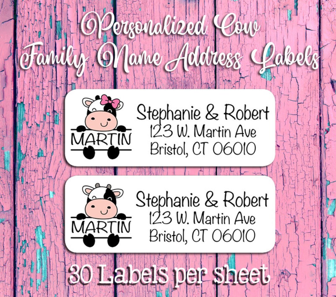 Cute Cow Family Personalized Address Labels (set of 30) - Etsy