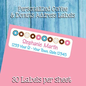 Coffee and Donuts Address Labels, Sets of 30, Personalized - Etsy