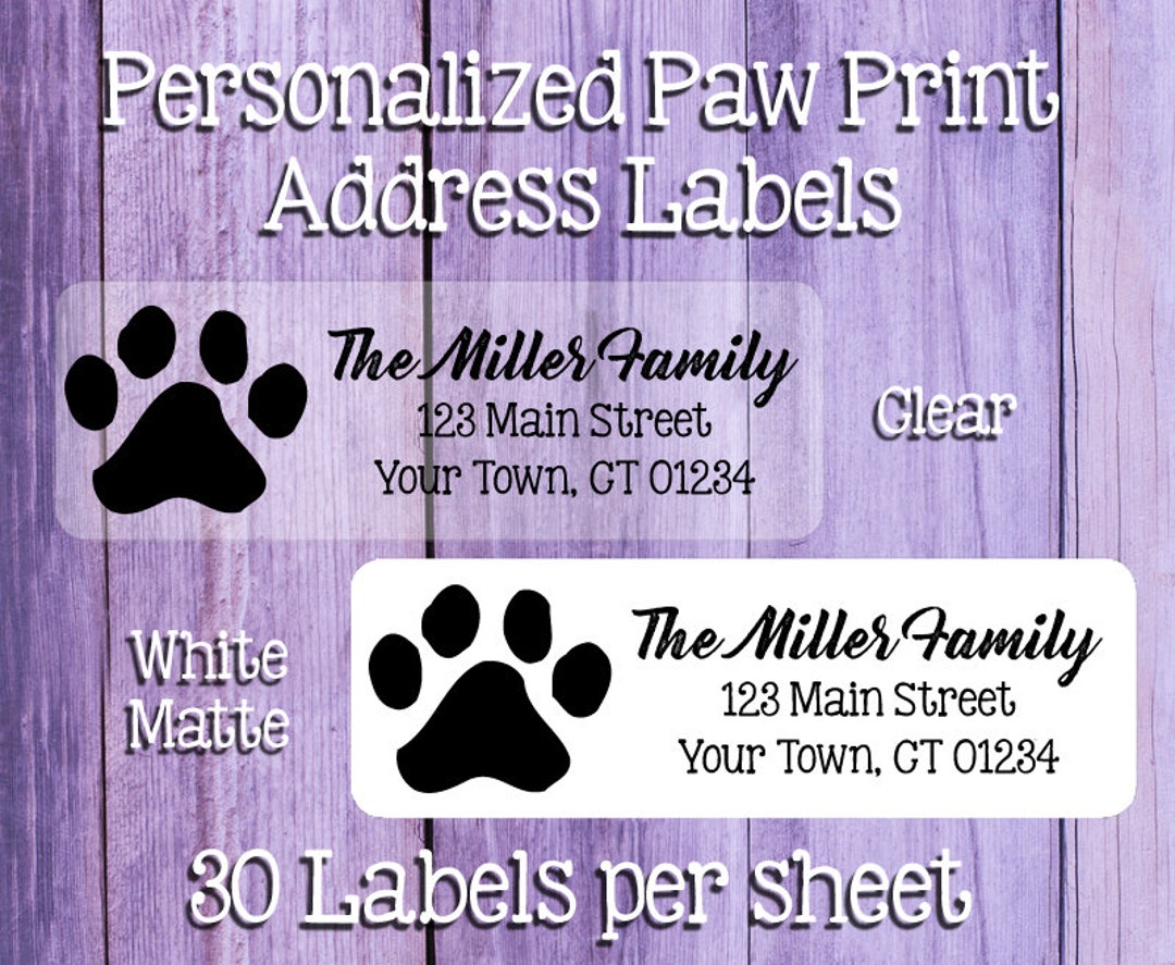 Paw Print Personalized Address Labels: Cat & Dog (set of 30) - Etsy