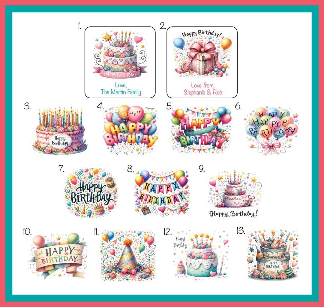 Personalized Happy Birthday Gift Stickers: 2" Square Labels - Etsy