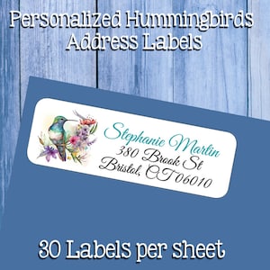 Hummingbird Personalized Return Address Labels, Humming Birds, Sets of ...