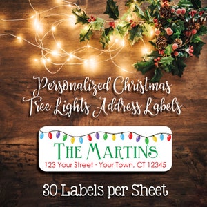 CHRISTMAS TREE LIGHTS Address Labels 1, Personalized - Etsy
