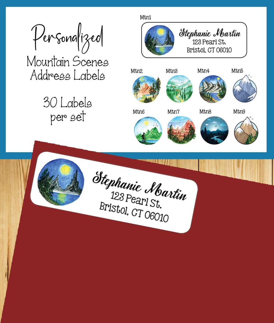 Mountain Ranges Address Labels: Personalized Outdoor Scenery (sets of ...