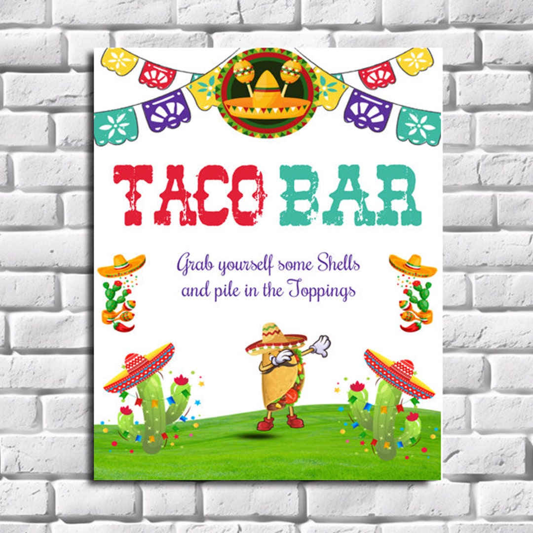TACO BAR Sign, Instant Download Printable Sign, Fun Party Sign, 8x10 ...