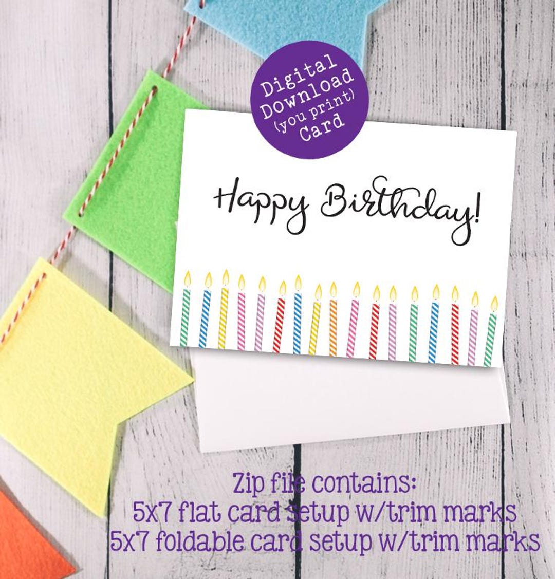 Printable Birthday Card, Digital Instant Download, 2 Style Layouts in ...