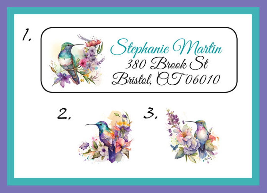 Hummingbird Personalized Return Address Labels, Humming Birds, Sets of ...