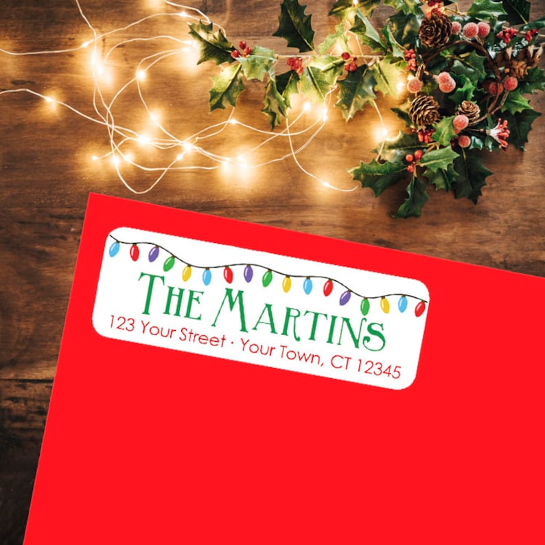 CHRISTMAS TREE LIGHTS Address Labels 1 Personalized | Etsy