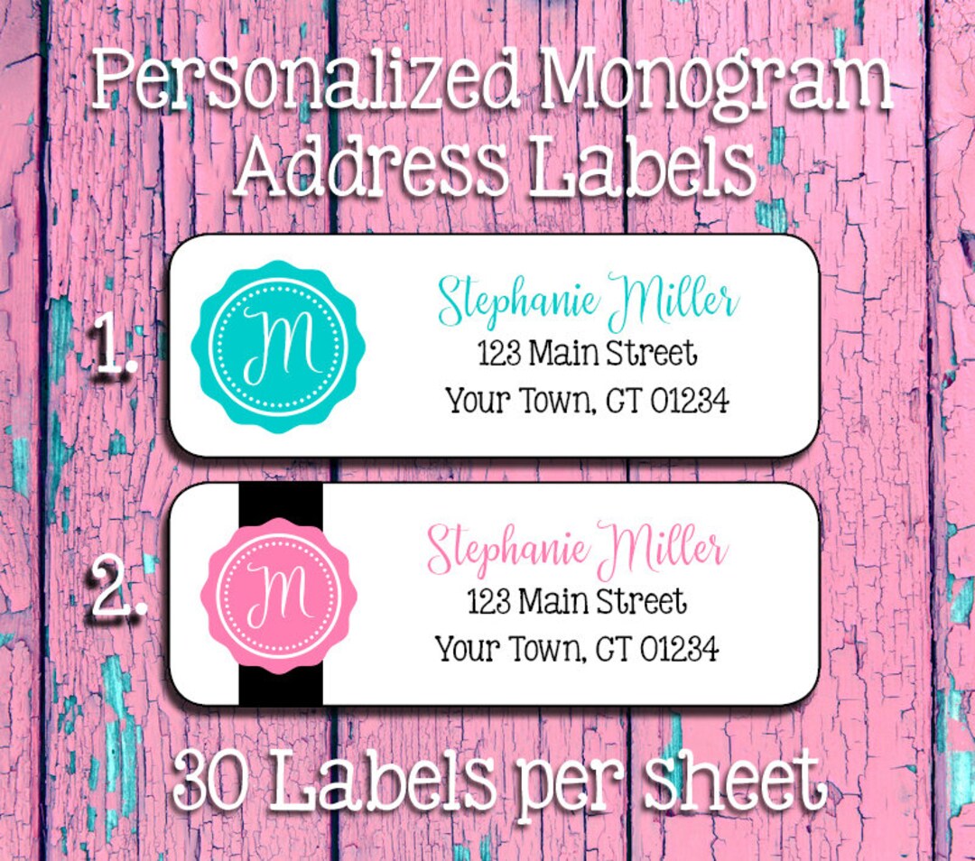 Personalized Monogram Designs Return Address Labels, Sets of 30 - Etsy