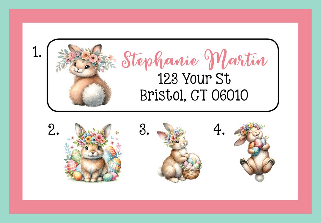 Adorable Spring EASTER Floral BUNNY ADDRESS Labels, Bunny Rabbit, Sets ...