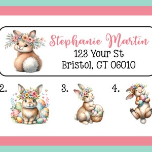 Adorable Spring Easter Floral Bunny Address Labels, Sets of 30 ...