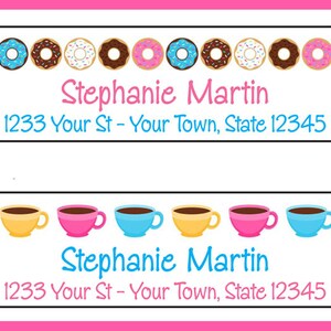 Coffee and Donuts Address Labels, Sets of 30, Personalized - Etsy
