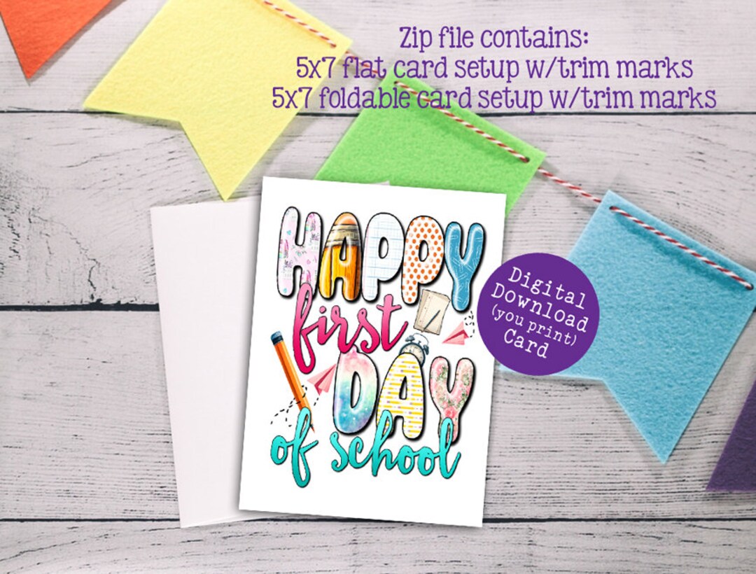 BACK to SCHOOL CARD, Digital Printable, Instant Download, 2 Layouts in ...