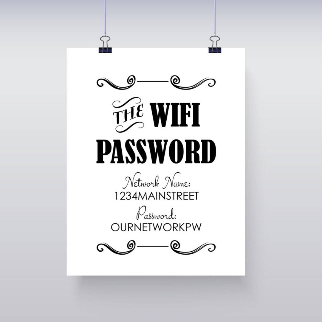 WIFI Password Instant Download 8x10 Business Sign - EDITABLE Guest Room ...