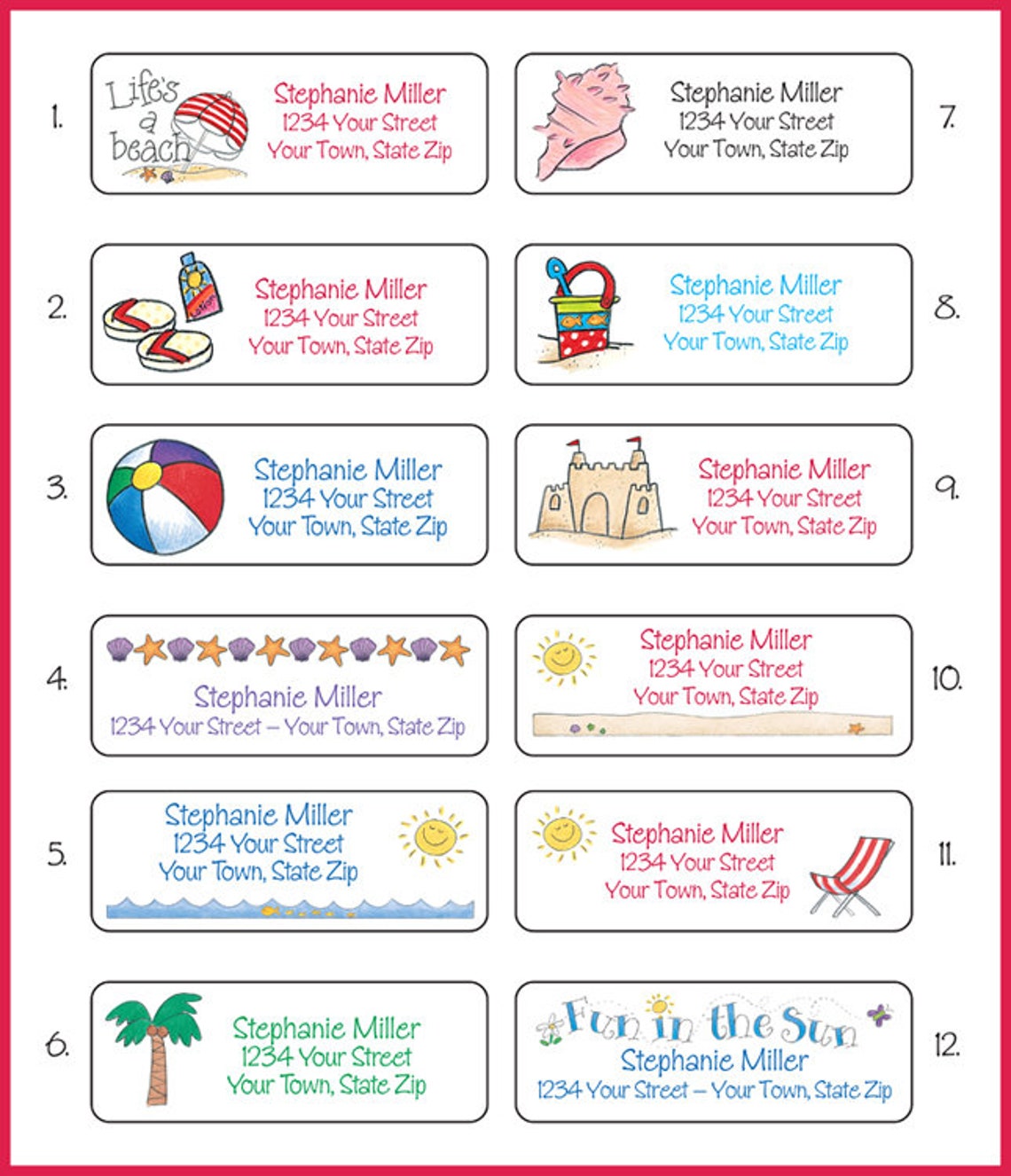 Personalized ADDRESS Labels BEACH STUFF Sun Sand Castles - Etsy