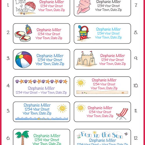 Beach Scene Watercolor Return Address Labels Personalized - Etsy