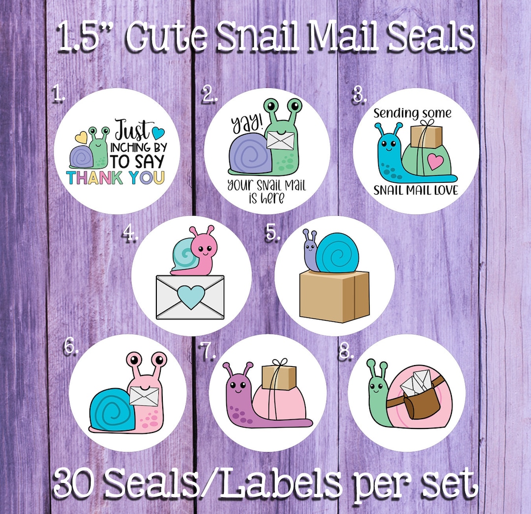 Snail Mail Stickers, Happy Mail Seals, Order Packaging Labels, Round ...