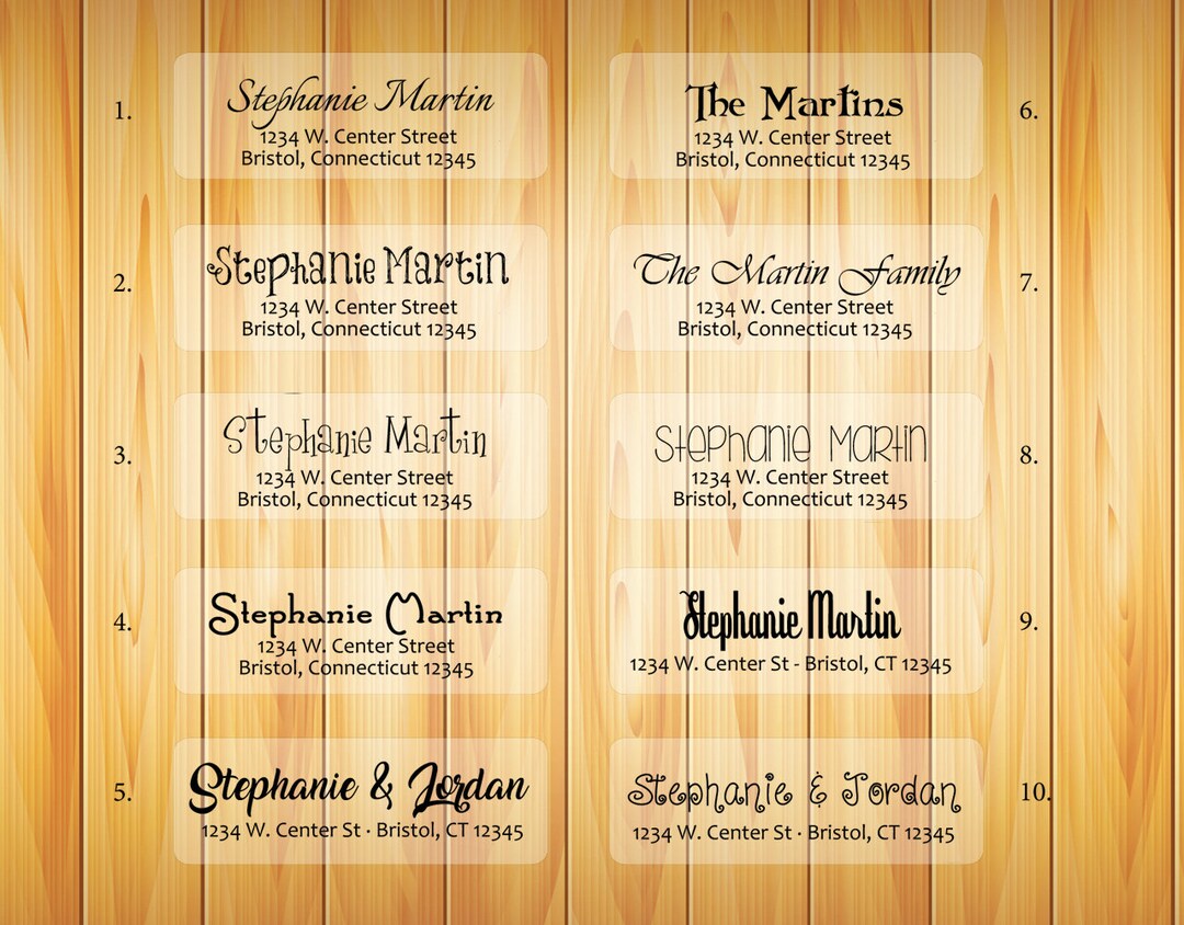 Clear Personalized Address Labels - Family Name 3, Wedding, Newlyweds ...