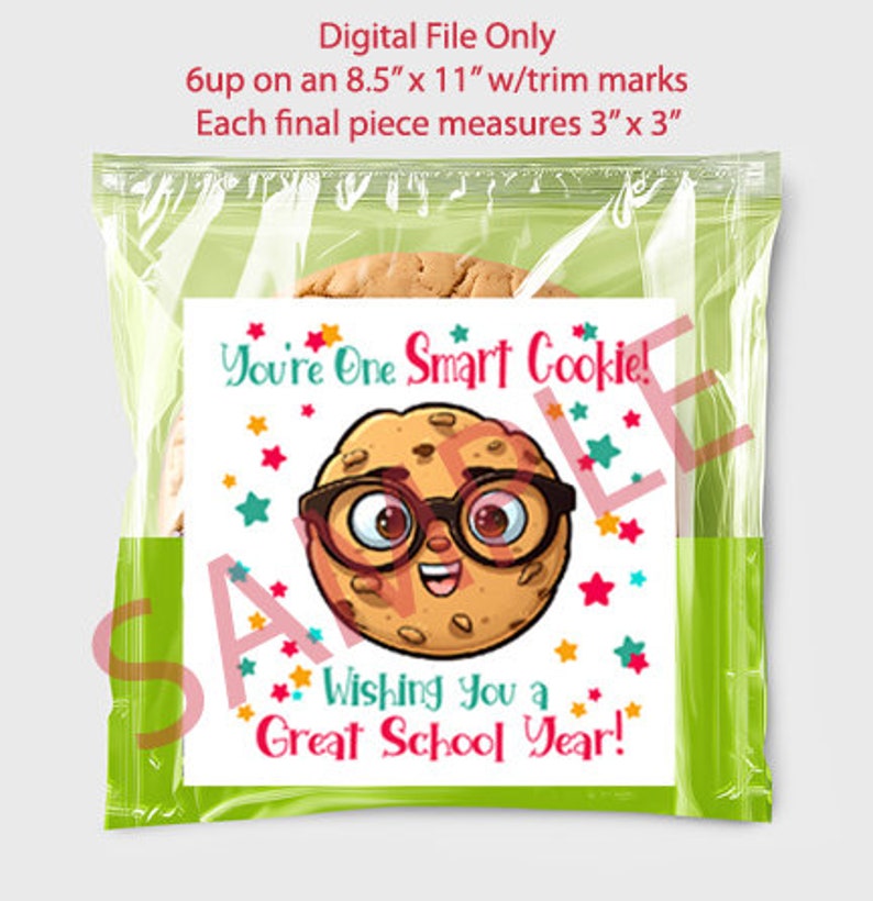 Smart Cookie Back to School Gift Tag: Printable Favor Label (digital ...