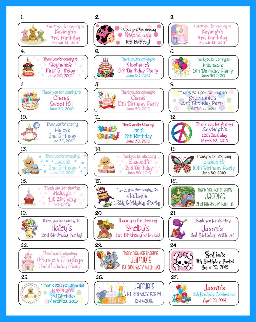 BIRTHDAY BUBBLE Favor LABELS, Back to School Supply Labels, Address ...