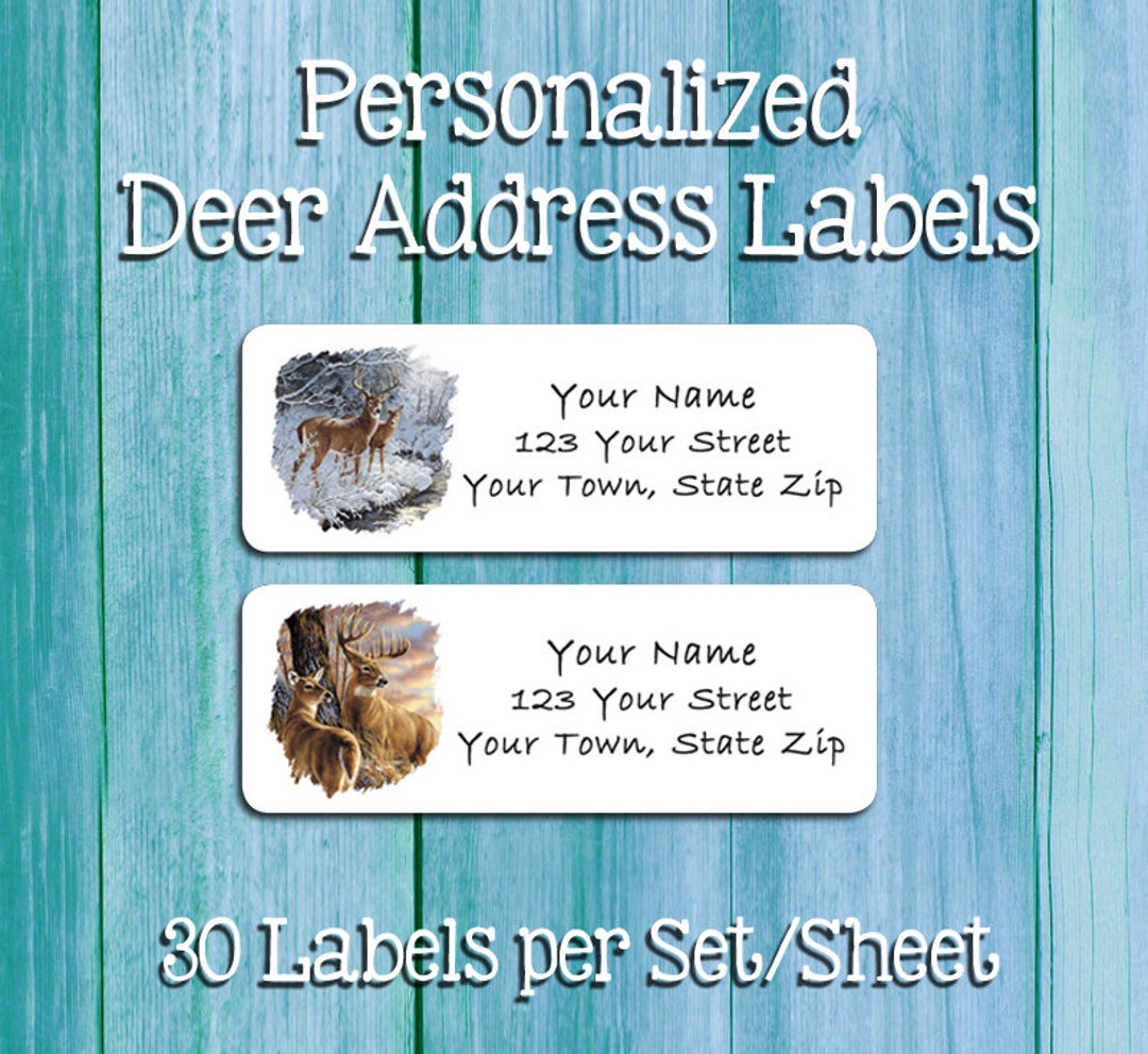 Deer Return Address Labels, Winter and Autumn Designs, Sets of 30 ...