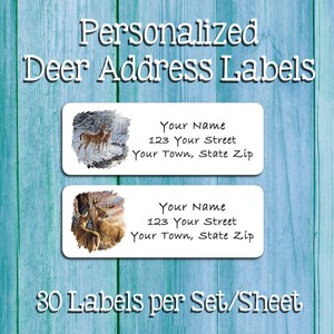 Deer Return Address Labels, Winter and Autumn Designs, Sets of 30 ...