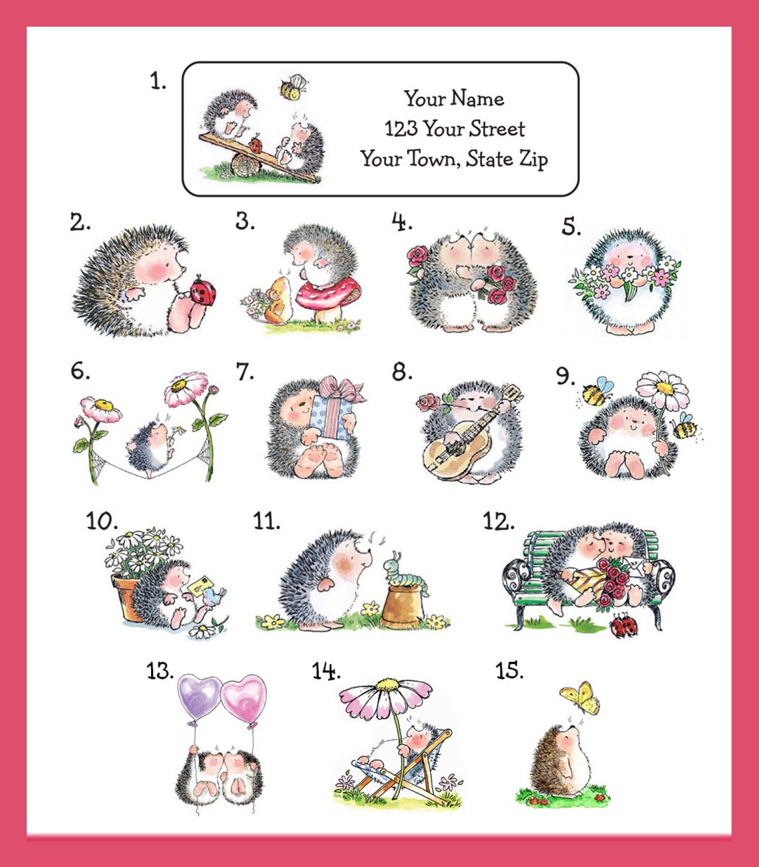 Personalized Address Labels Hedgehog, so Cute Hedgehogs Sets of 30 ...