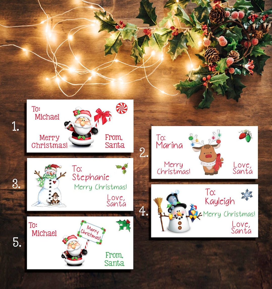 Personalized SANTA LABELS for KIDS Gifts Personalized Christmas Santa ...