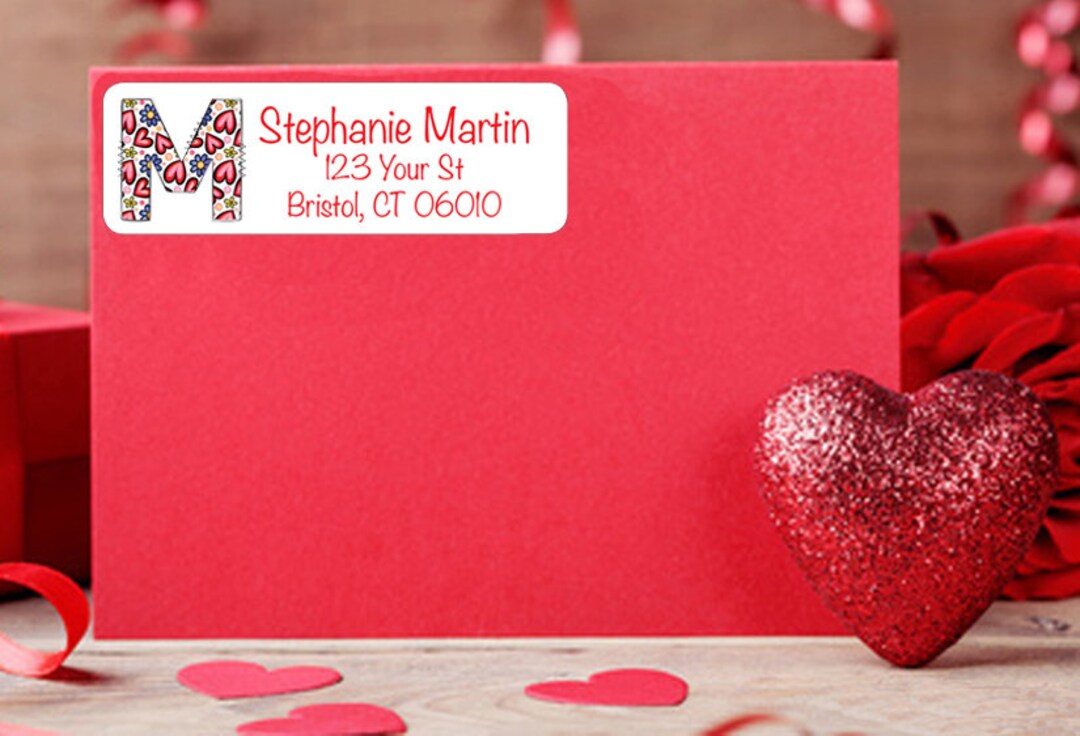 Personalized HEART Design Monogram Address Labels, Sets of 30, Return ...