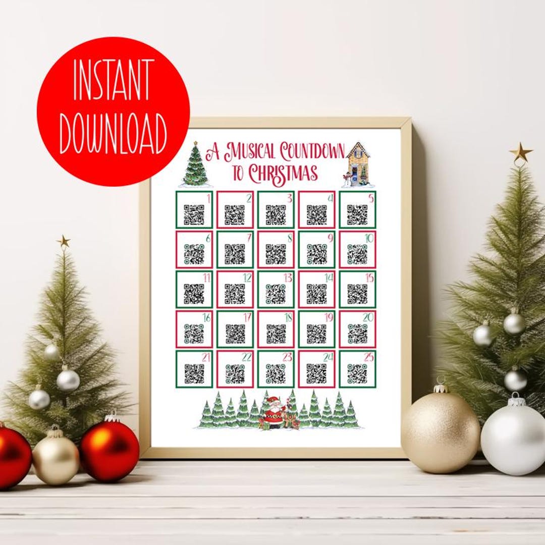 Advent Calendar Song Playlist, Christmas Countdown Calendar, Instant ...