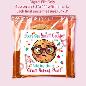 Smart Cookie Back to School Gift Tag: Printable Favor Label (digital ...