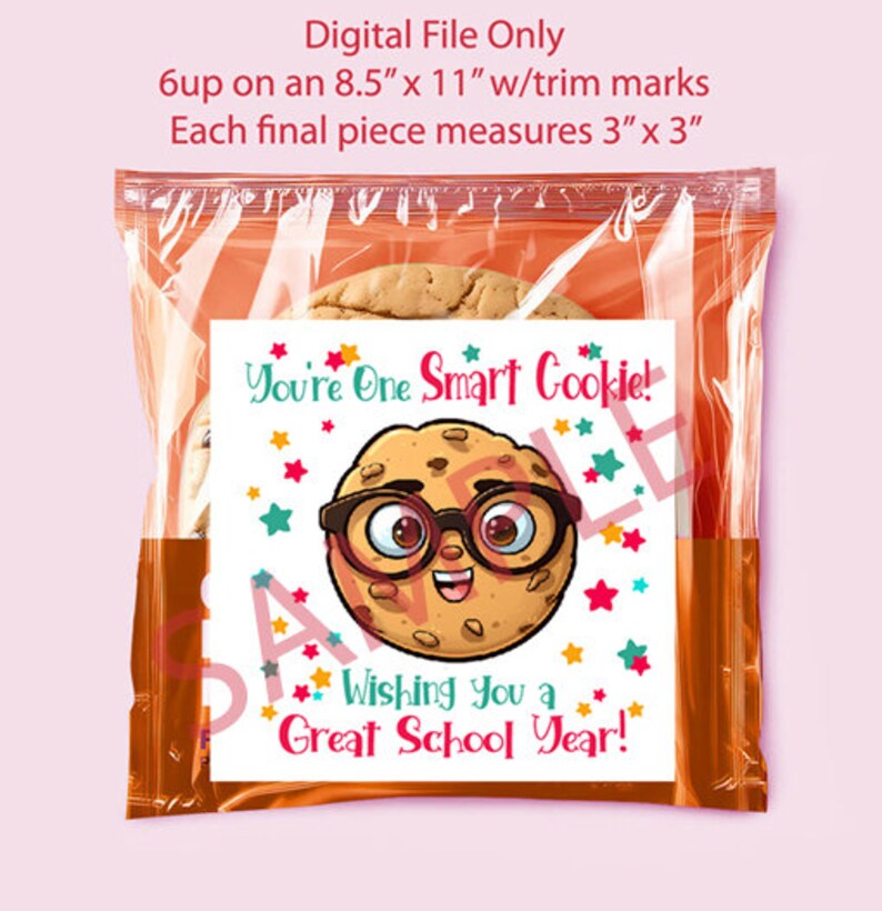 Smart Cookie Back to School Gift Tag: Printable Favor Label (digital ...