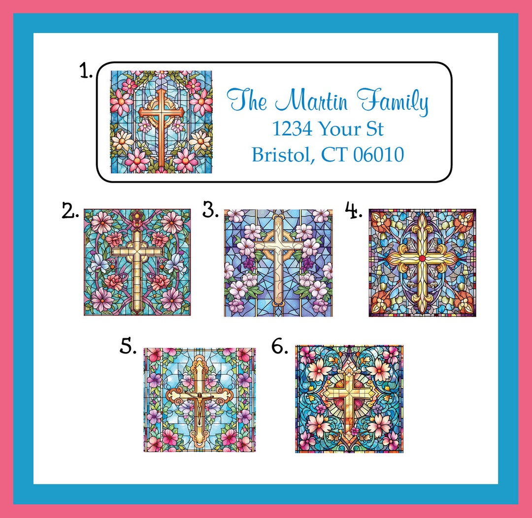 Personalized Address Labels Religious Stained Glass Crosses ...