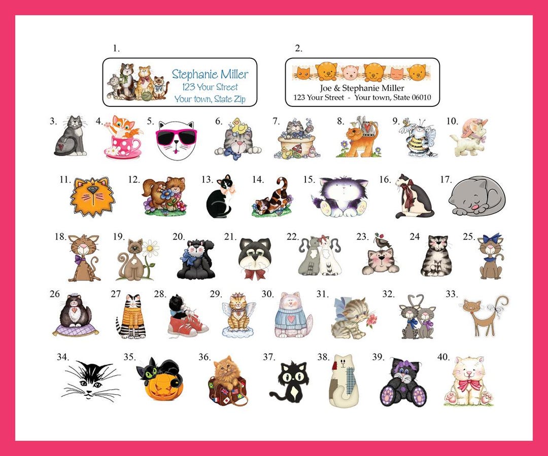 Personalized Cat Address Labels - 30 per Sheet - Etsy