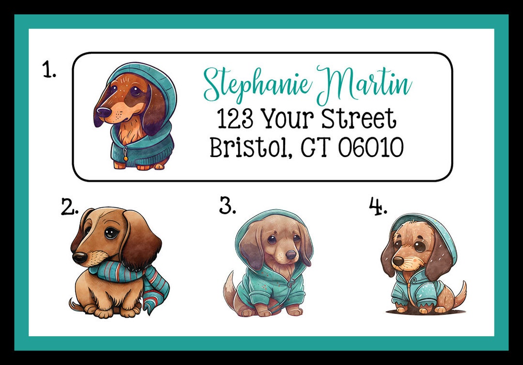 Cozy Dachshund Puppies Labels, Property Of, Address Labels, Sets of 30 ...