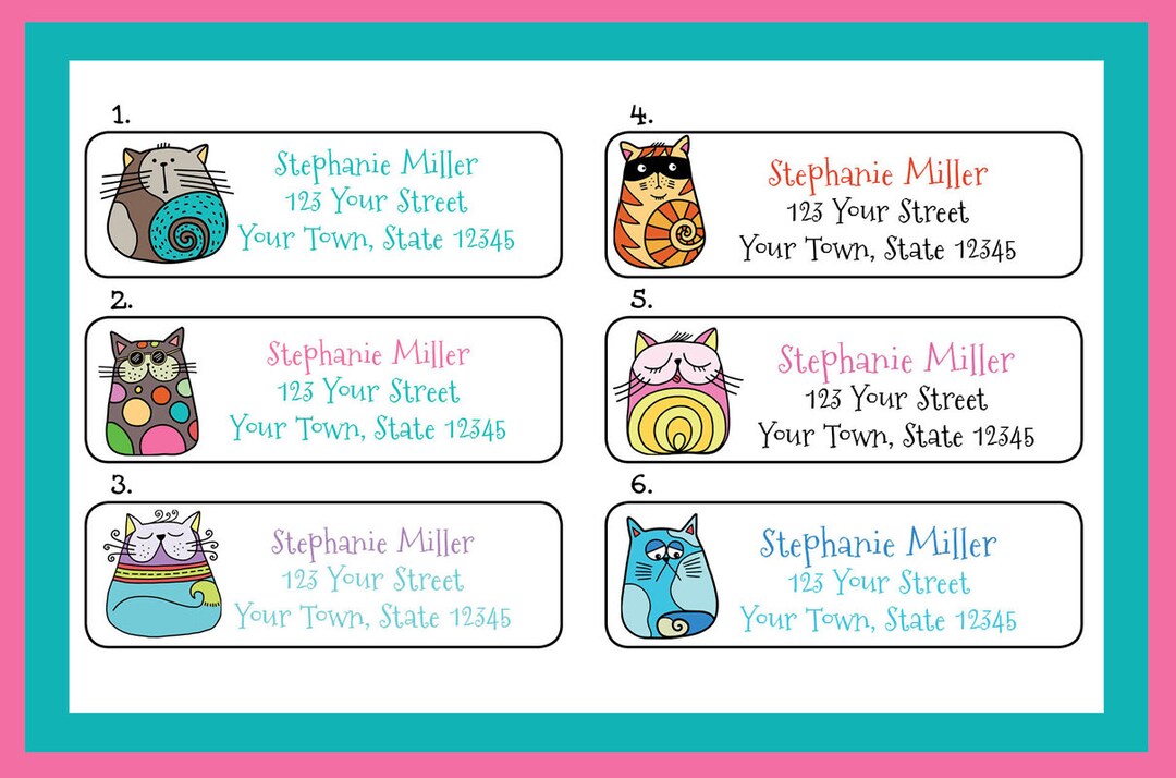 Doodle Cats Labels, Property Of, Address Labels, Sets of 30 ...