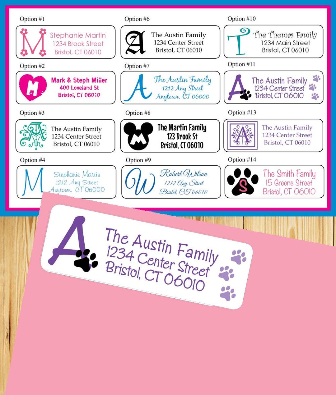 Personalized Family Name Return Address Labels, Sets of 30 Monogram ...