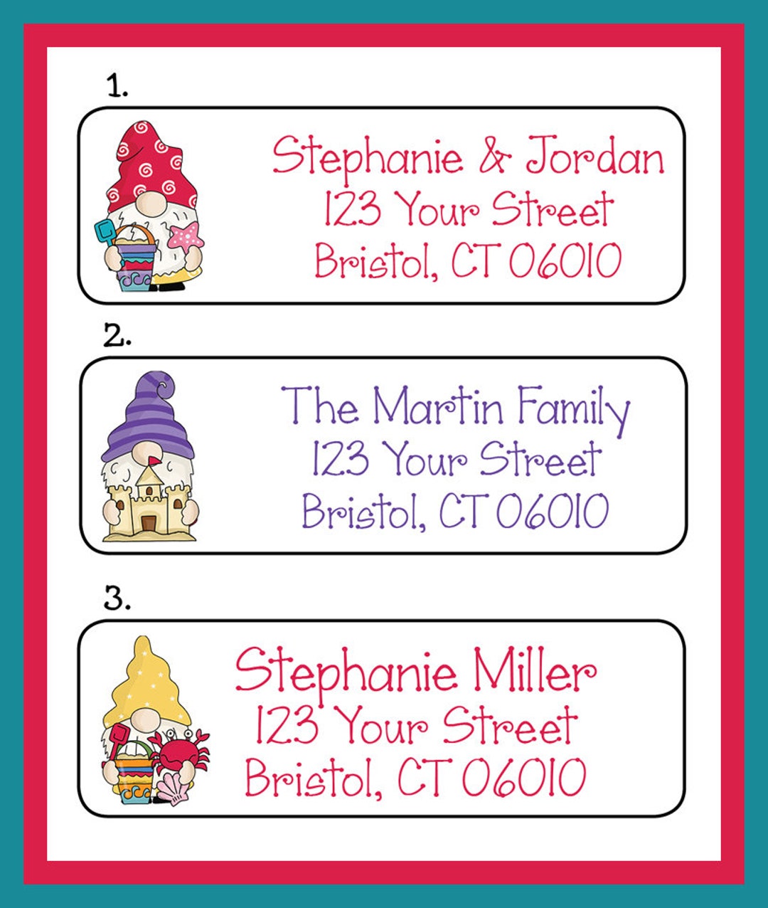 Beach Garden Gnome Labels, Property Of, Address Labels, Sets of 30 ...
