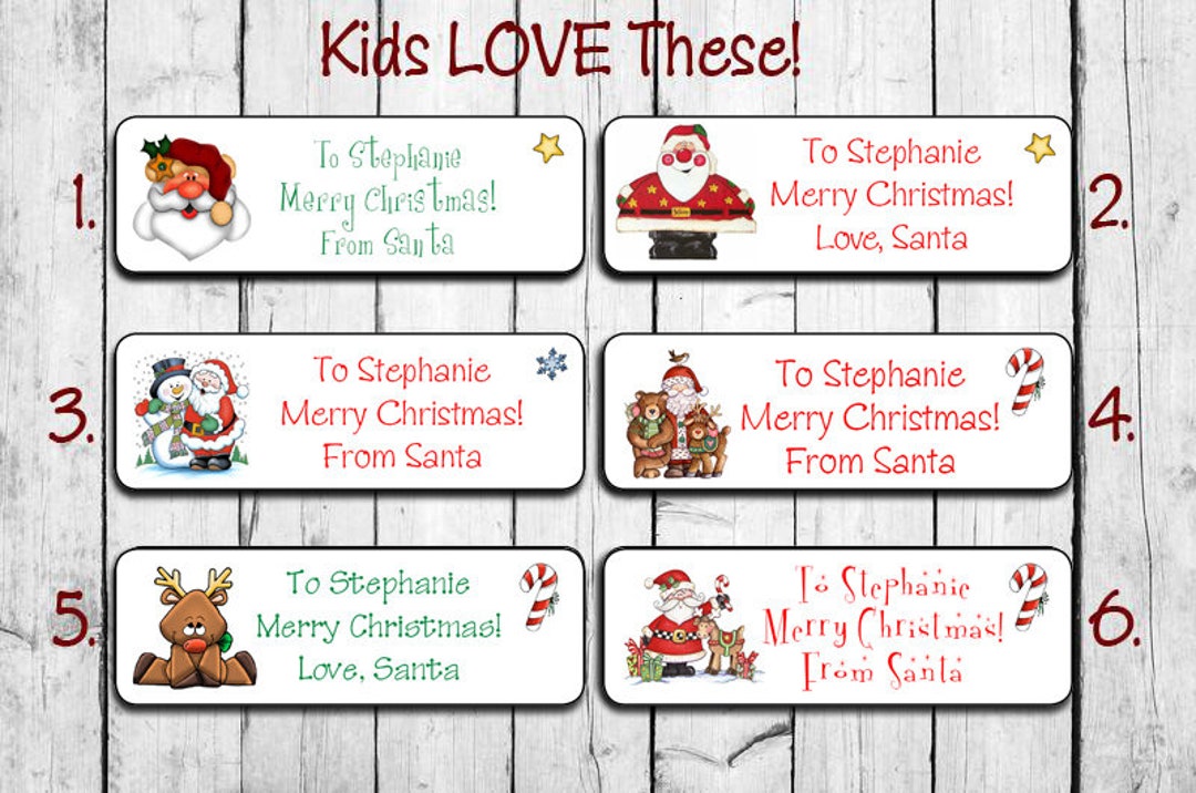 Personalized Santa Labels for Kids Gifts - Personalized Christmas Santa ...