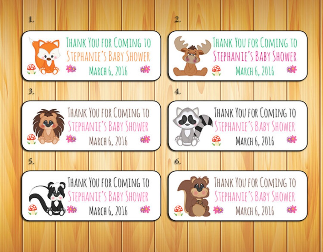 Cute WOODLAND ANIMALS Return ADDRESS Labels, Baby Fox, Moose, Skunk ...