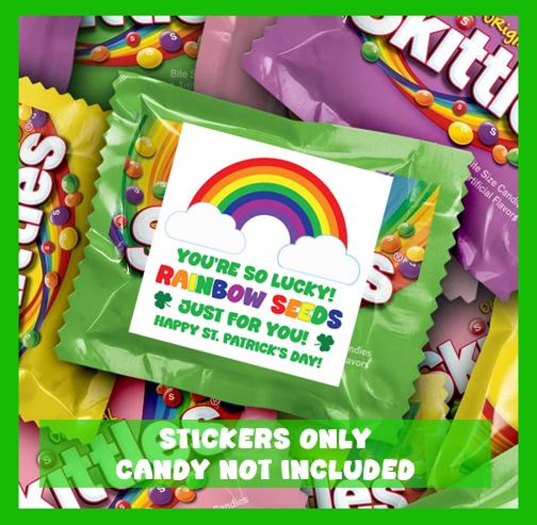 Rainbow Seeds St Patrick's Day Skittles Candy Stickers, Classroom ...