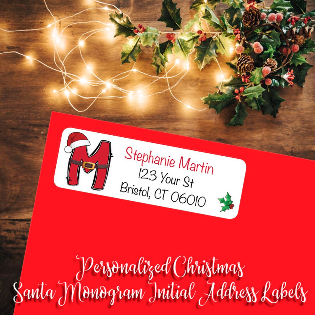 Personalized Christmas Santa Monogram Address Labels, Sets of 30 ...