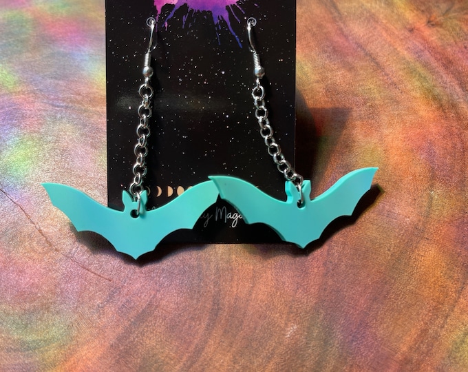 Pastel Goth Bat | Blue Acrylic | Handcrafted | Small Gifts | Halloween ...