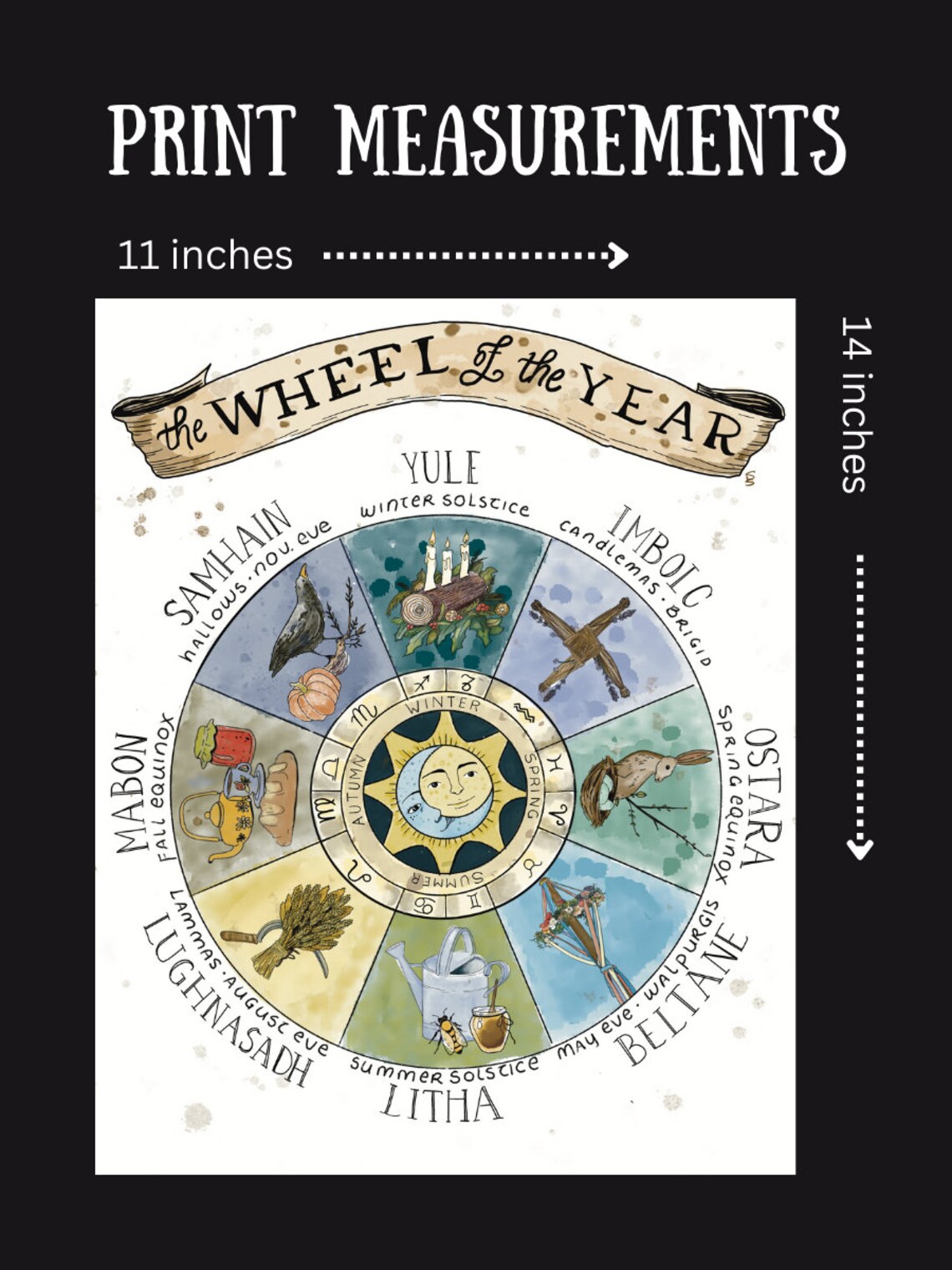 Wheel of the Year - 11x14 - Coloring Poster - Fine Art Giclée ...