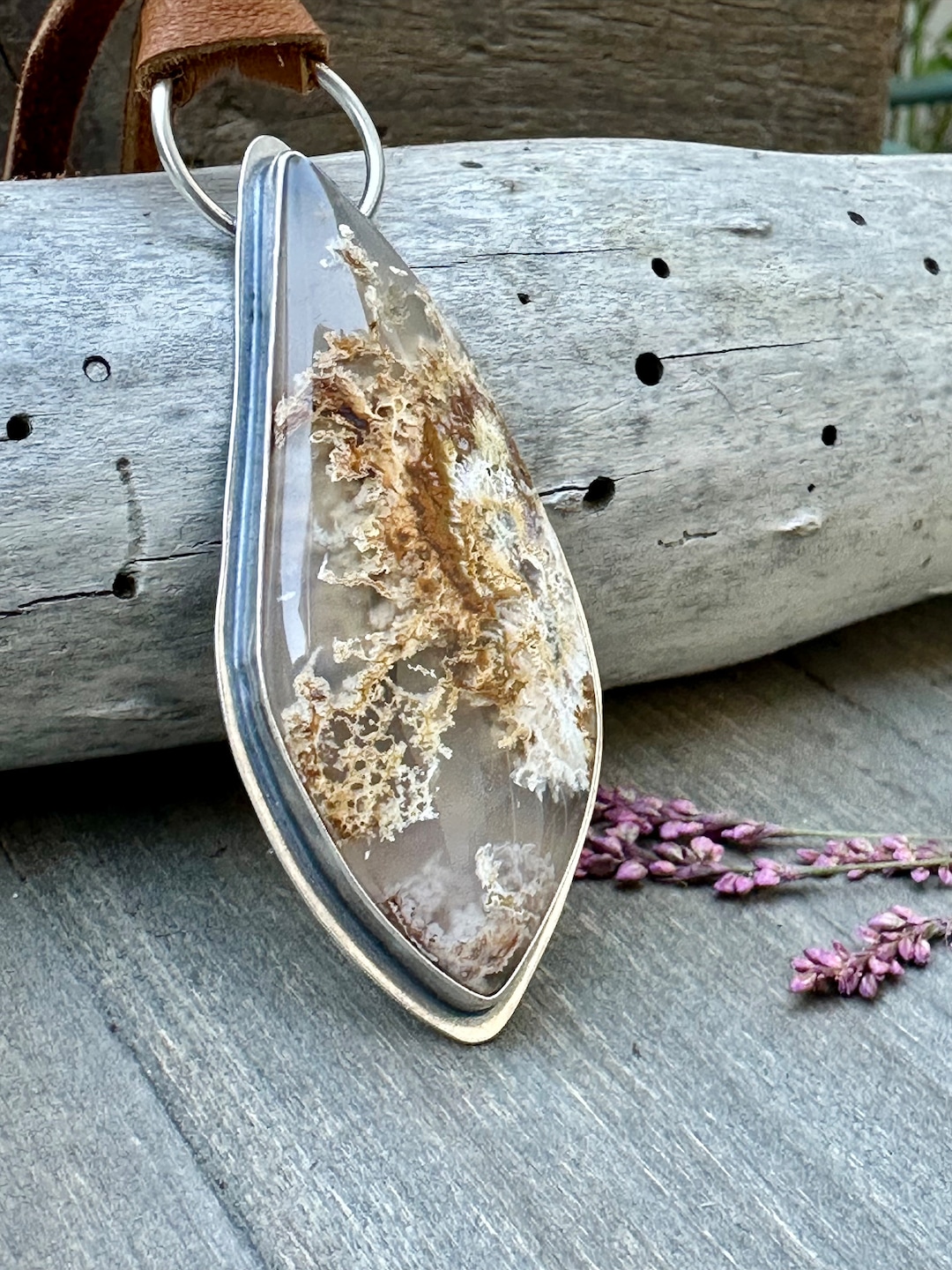24-066 / Graveyard Point Plume Agate in Silver Necklace With See-thru ...