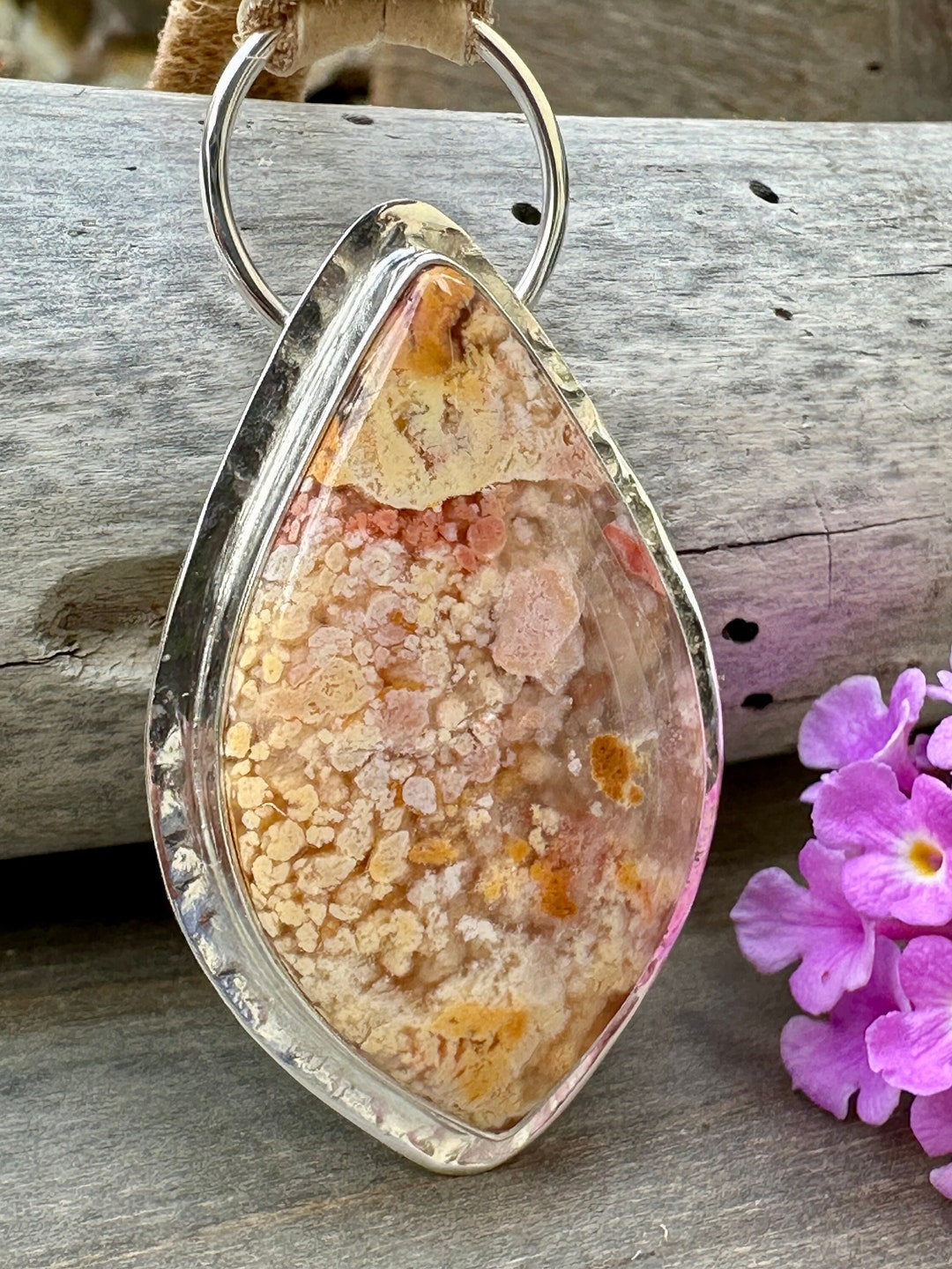 24-070 / Feather Ridge Plume Agate and Silver Necklace / Natural Stone ...