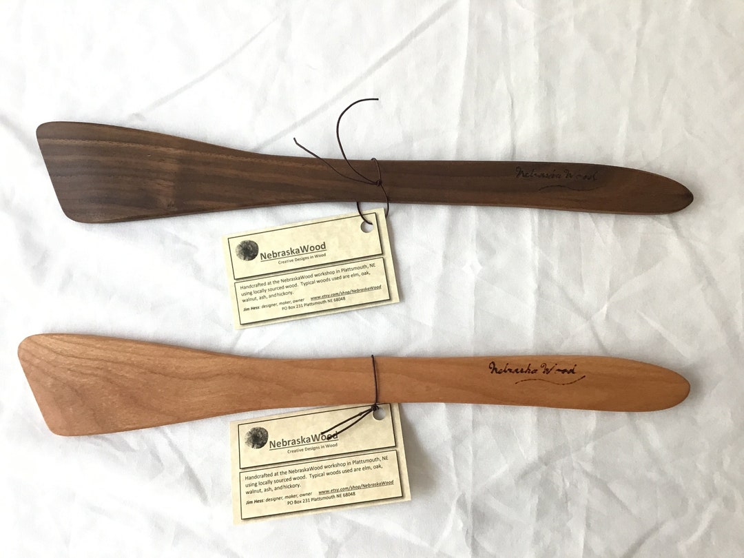 Long Wooden Kitchen Stirrer and Spatula; Works in Either Hand; Handmade ...