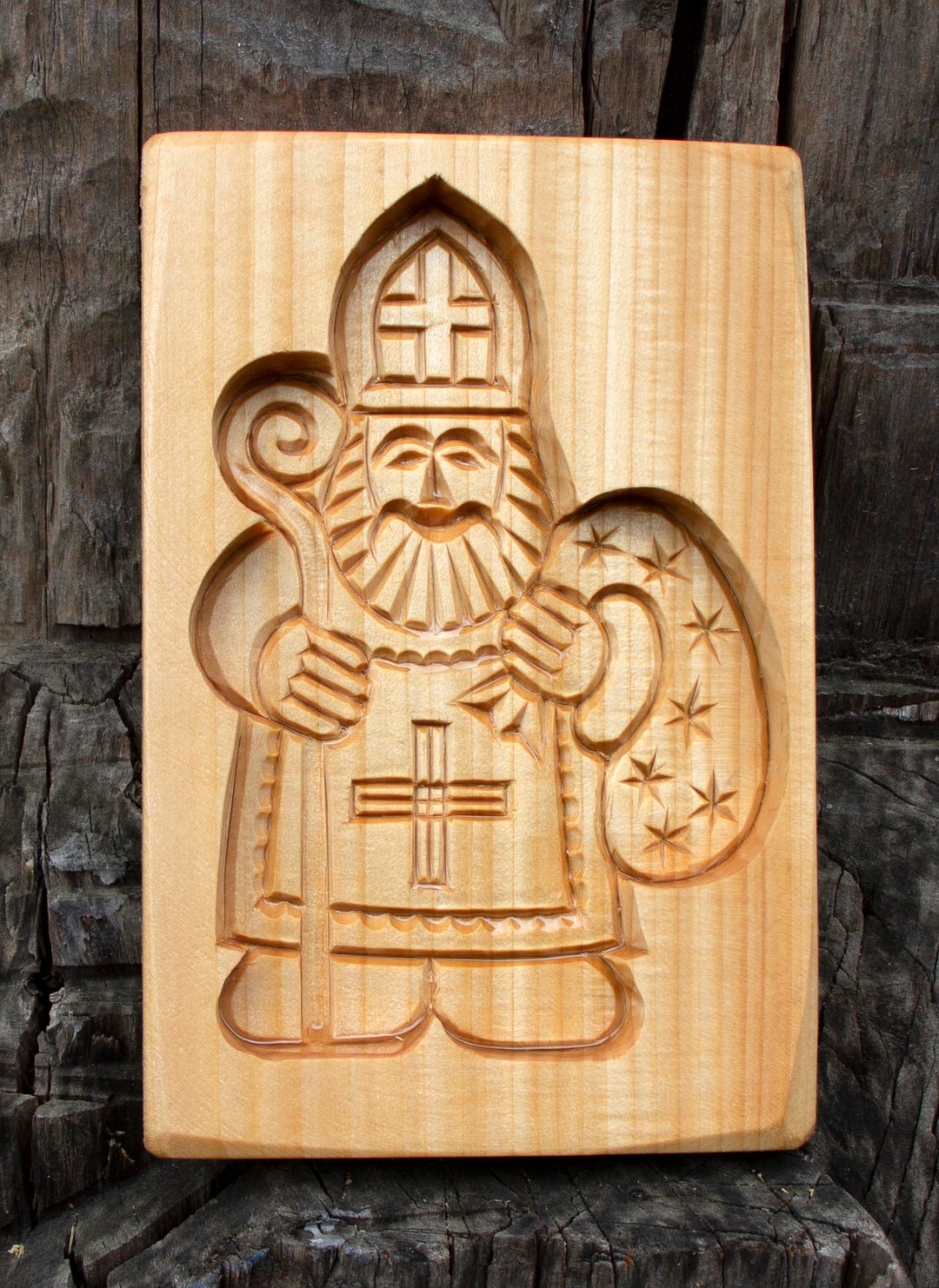 Wooden Gingerbread Mold St. Nicholas Hand Carved Linden Wood ...