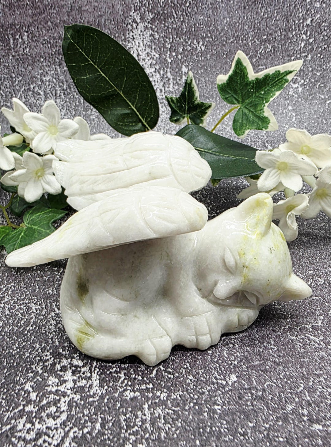 Xiuyan Jade Winged Angel Cat, Pet Memorial Gift, Jade Cat Statue, Pet ...