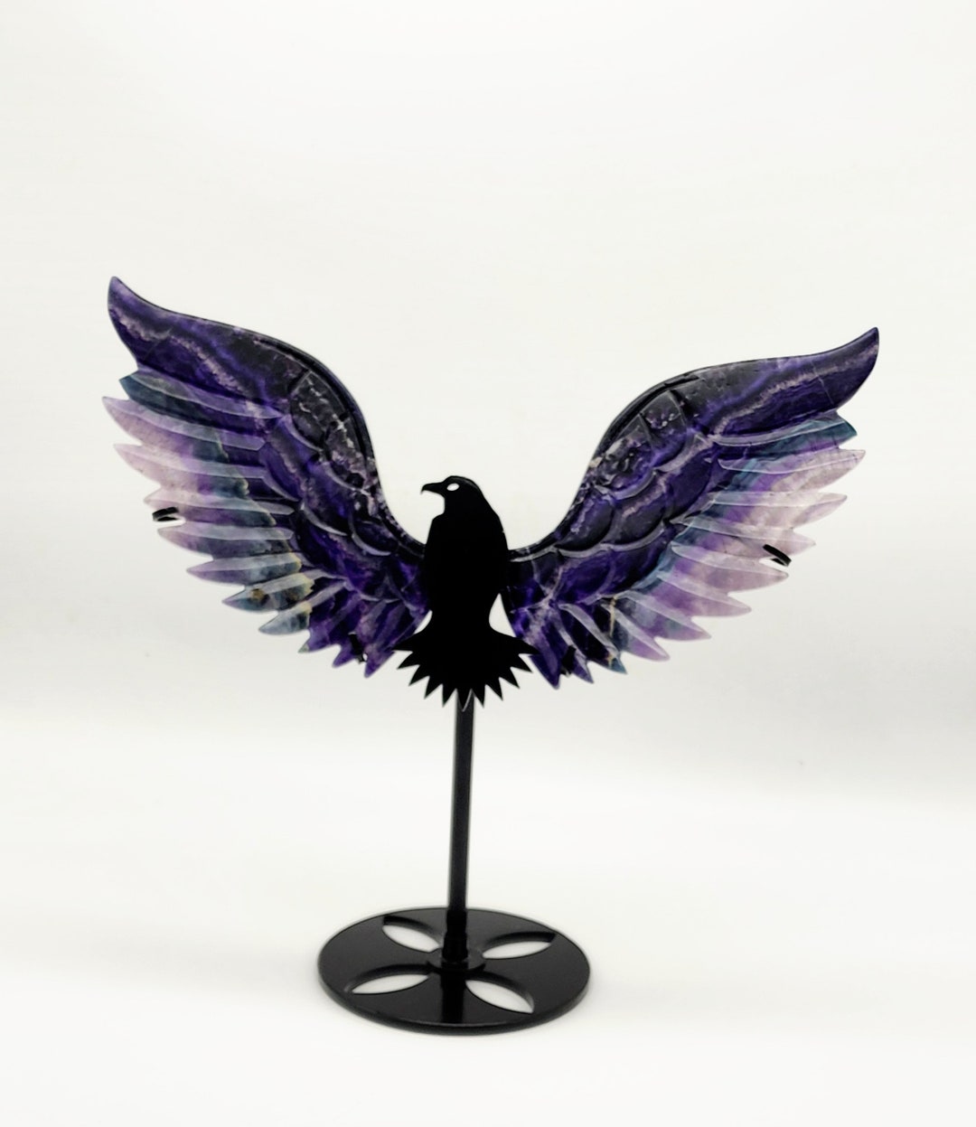 Purple Fluorite Raven Wings on Stand: Spiritual Decor - Etsy