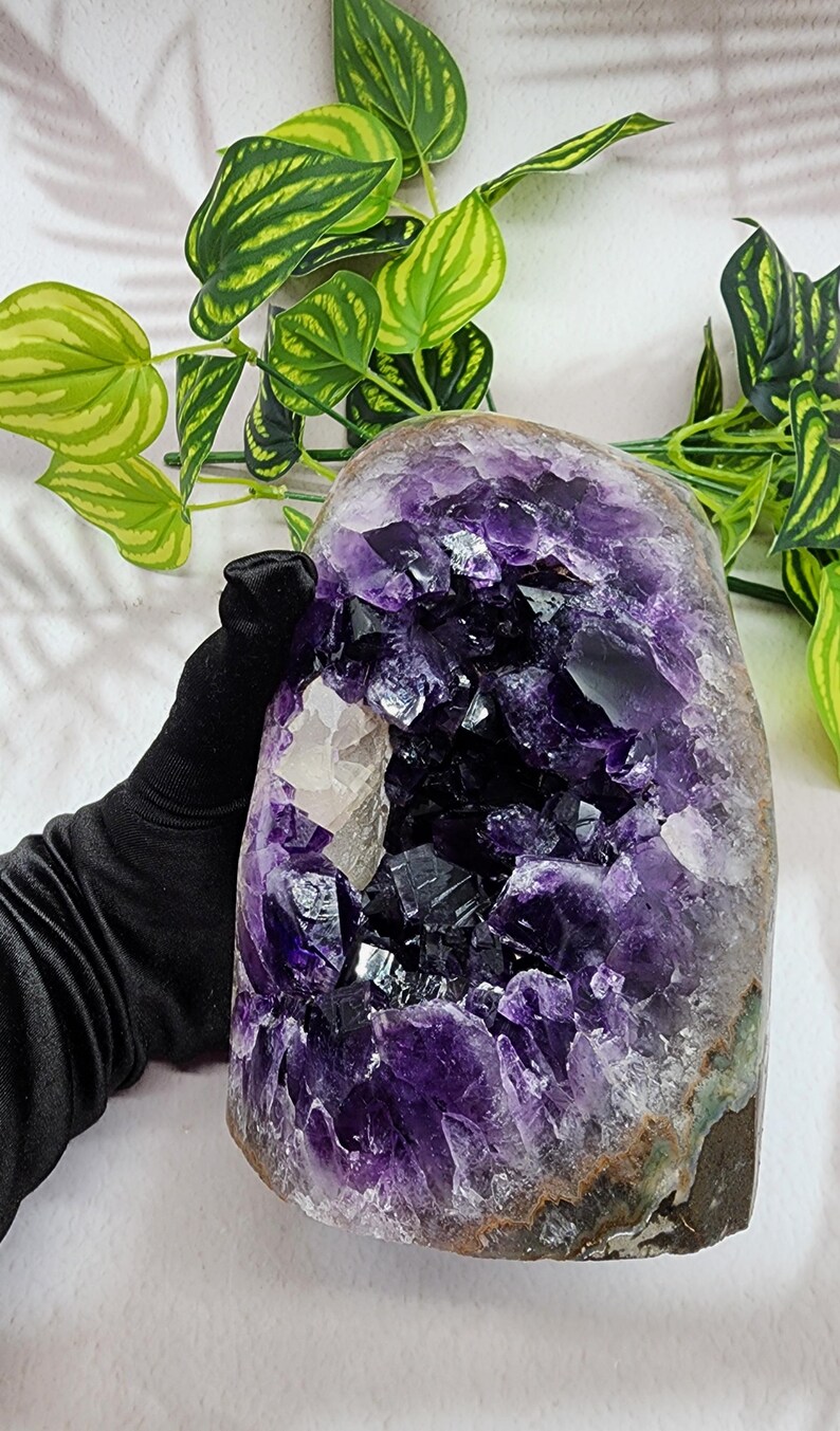 Uruguay Amethyst Geode: Large Purple Crystal Cluster With Calcite - Etsy